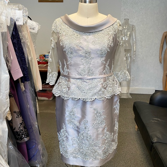 Dresses | Plus Size Beige Satin Lace Appliqu Mother Of Bride Dress ...